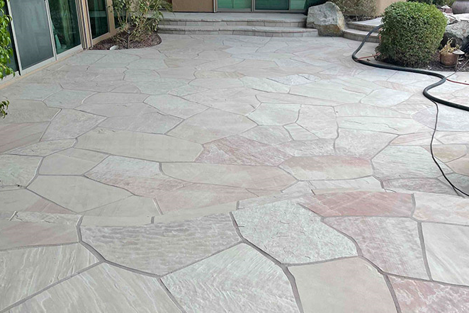 Chalky Looking Coating on Flagstone Removed | Phoenix Tiling Services