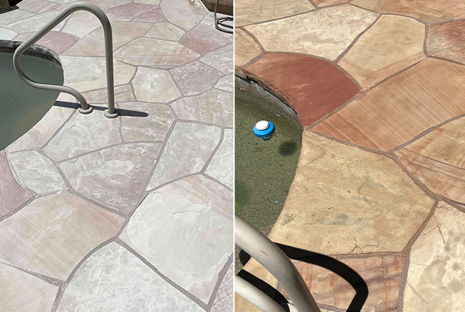 Chalky Looking Coating on Flagstone Removed | Phoenix Tiling Services