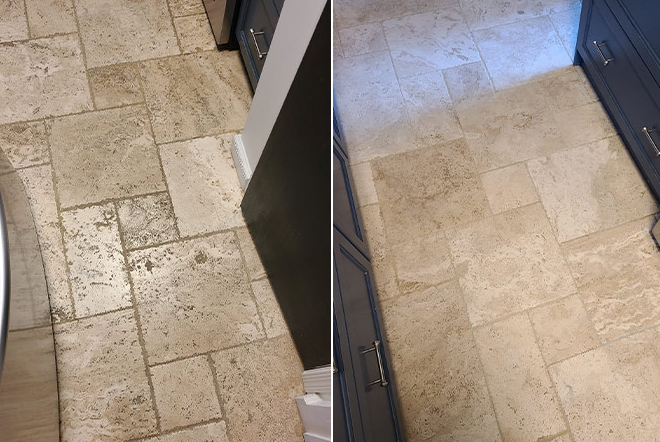 Dining Room and Kitchen Travertine Deep Cleaned | Beyond Stone Solutions