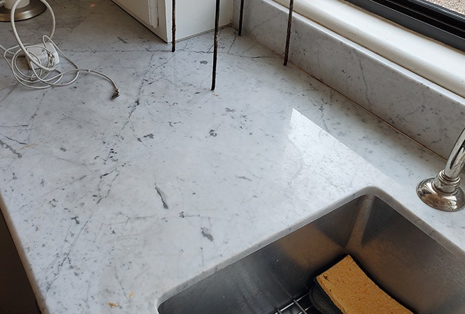 Elegance Restored to Marble Kitchen | Phoenix Tiling Professionals