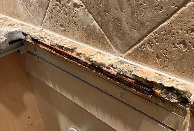 Granite Crack Behind Sink Repaired | Beyond Stone Solutions