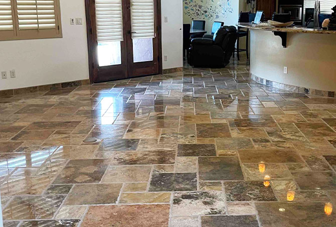 Fresh, Clean Look for Travertine Floor