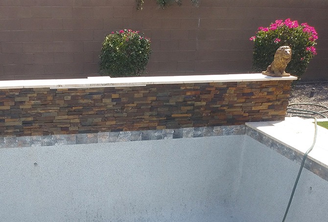Poolside Stacked Stone Blasted and Enhanced | Phoenix Tiling Services