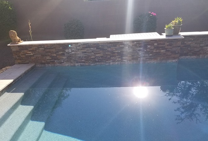 Poolside Stacked Stone Blasted and Enhanced | Phoenix Tiling Services