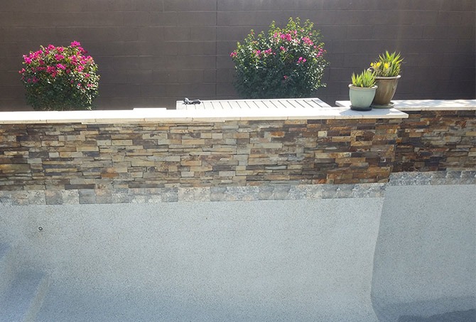 Poolside Stacked Stone Blasted and Enhanced | Phoenix Tiling Services