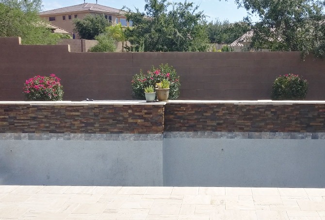 Poolside Stacked Stone Blasted and Enhanced | Phoenix Tiling Services