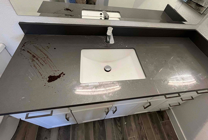 Rental Property Engineered Stone Countertop Damage Erased | Tiling ...