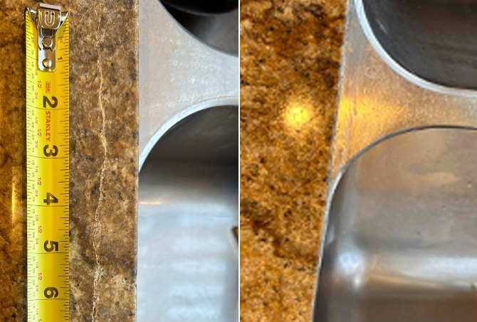 Rusted Rebar Granite Damage Repaired | Tiling Services in Phoenix