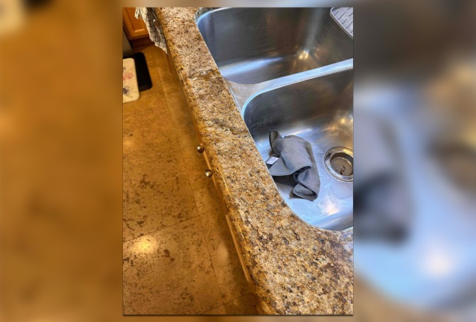 Rusted Rebar Granite Damage Repaired | Tiling Services in Phoenix