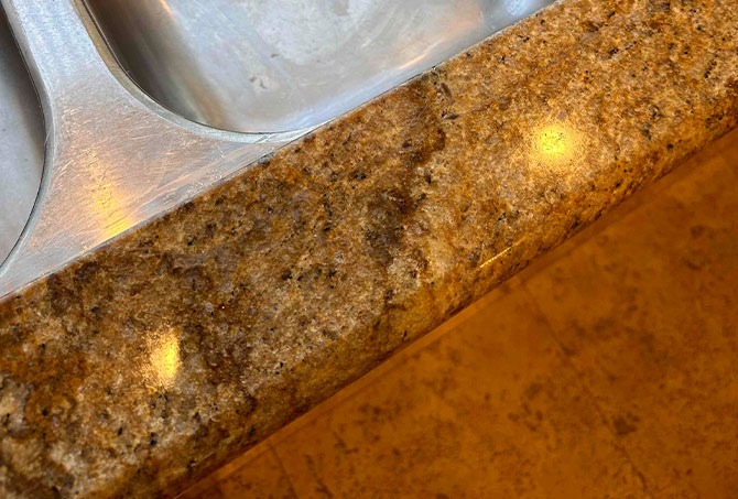 Rusted Rebar Granite Damage Repaired | Tiling Services in Phoenix