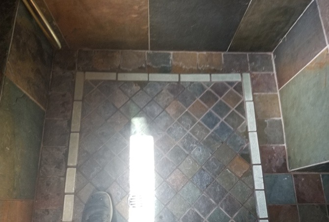 Slate Shower Stripped, Cleaned, and Sealed | Tiling Professionals in ...