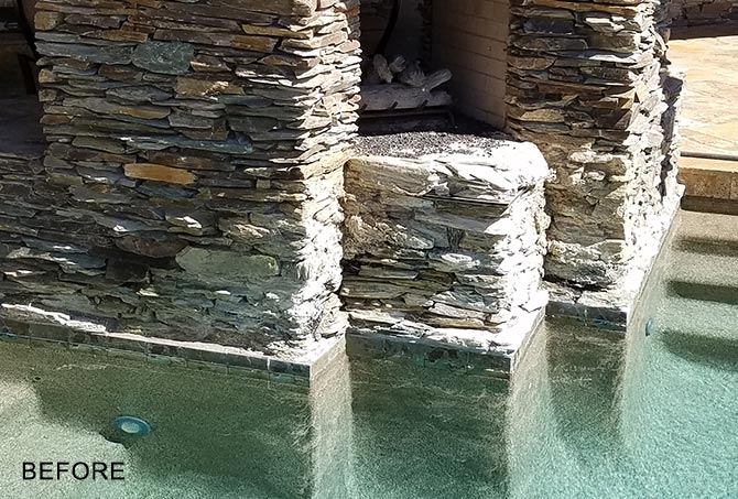 Stacked Stone Pool Feature Repaired