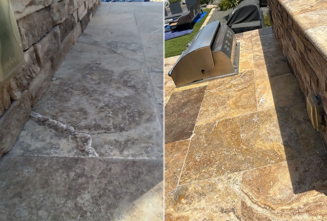 Travertine & Flagstone Cleaned and Enhanced | Beyond Stone Solutions