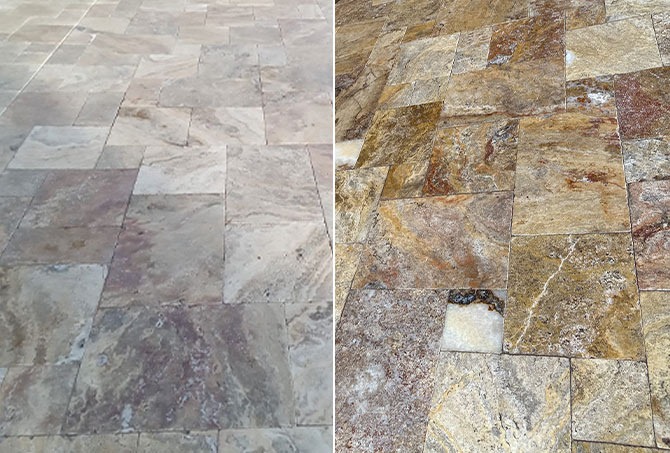 Travertine & Flagstone Cleaned and Enhanced | Beyond Stone Solutions
