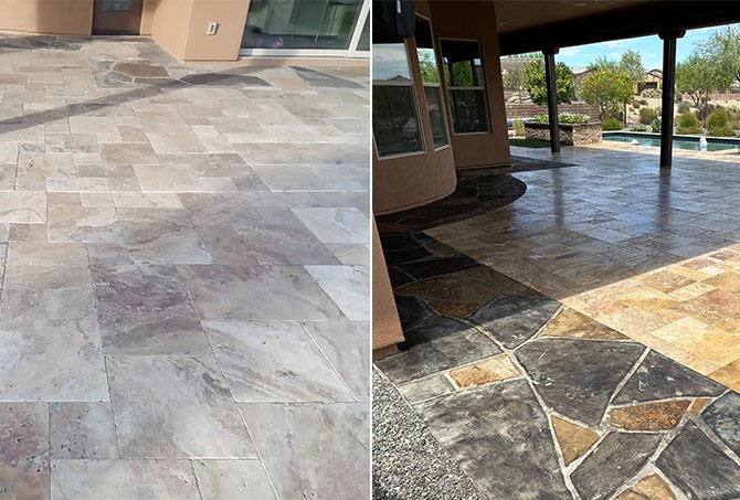 Travertine & Flagstone Cleaned and Enhanced | Beyond Stone Solutions