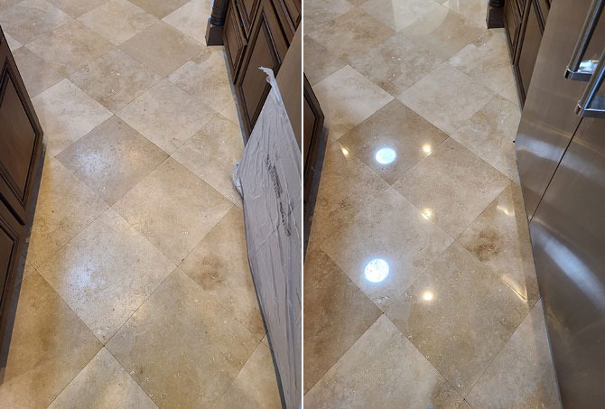 Travertine Floor Beautifully Honed and Polished | Tiling Services in Phoenix