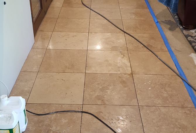 Travertine Floor Damage Repaired | Phoenix Stonework Services